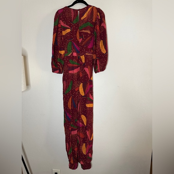 FARM Rio | Pants & Jumpsuits | Farm Rio Dark Red Tropical Print Wrap ...